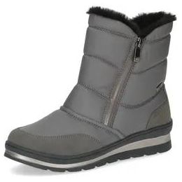 Snowboots Caprice, Damen, Gr. 37,5, grau, Synthetik, Schuhe Snowboots, Keilabsatz, Outdoorboots, Kurzstiefel mit Fellimitat am Schaftrand