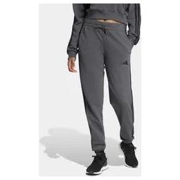 Sporthose Adidas SPORTSWEAR "ESSENTIALS 3-STREIFEN FRENCH TERRY CUFFED", Damen, Gr. M, N-Gr, grau six, schwarz, normal, gr., Obermaterial: 55% Baumwolle, 36% Polyester, 9% Viskose, Hosen Sporthose, Regul&auml;re Passform, mittelhoher Bund, weiches French Terry Material