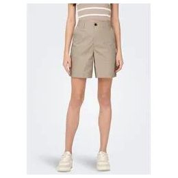Shorts Only "ONLZORA MW BERMUDA SHORTS PNT", Damen, Gr. L (40), N-Gr, braun (oxford tan), Web, Obermaterial: 100% Baumwolle, unifarben, loose fit knielang, Hosen Shorts, Baumwolle, locker geschnitten