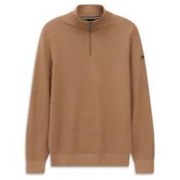Troyer Bugatti "Basic Essential", Herren, Gr. 3XL, 60, taupe, 100% Baumwolle, unifarben, regular fit, ohne Ausschnitt, Rippb&uuml;ndchen, Pullover Troyer, aus reiner Baumwolle