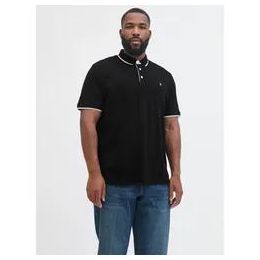 Jack & Jones PlusSize Poloshirt "JJEPAULOS POLO SS NOOS PLS", Herren, Gr. 4XL, schwarz, Piqu&eacute;, Obermaterial: 100% Baumwolle, JACK & JONES PLUSSIZE, unifarben, regular fit normal, ohne Ausschnitt, Shirts, Baumwolle, regular fit