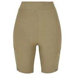 Radlerhose Urban Classics "Urban Classics Damen Ladies High Waist Lace Inset Cycle Shorts", Damen, Gr. XXL, US-Gr&ouml;&szlig;en, khaki, 94% Baumwolle, 6% Elasthan, unifarben, slim fit, Hosen Radlerhose