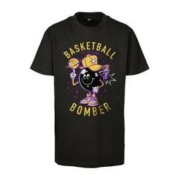 Mister Tee T-Shirt MISTERTEE "MisterTee Kids Kids Basketball Bomber Tee", M&auml;dchen, Gr. 110/116, schwarz, 100% Baumwolle, bedruckt, relaxed fit, Rundhals, Shirts T-Shirt