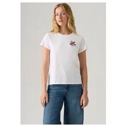 Levi's T-Shirt LEVI'S "THE PERFECT TEE", Damen, Gr. L (40), wei&szlig; (vicky floral wei&szlig;), Single Jersey, Obermaterial: 100% Baumwolle, normal, Rundhals, abgesteppt, Shirts T-Shirt, mit Batwing-Logoprint