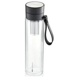 Trinkflasche Gefu "COMPANION", schwarz (schwarz, transparent), 450ml, Borosilikatglas, Trinkflaschen, Trinkflasche, Sicherheitsverschluss f&uuml;r 100%-igen Auslaufschutz und Einhandbedienung