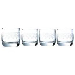Whiskyglas Luminarc "Trinkglas Paradisio", transparent, 300ml, 4 Stk., Glas, Trinkgef&auml;&szlig;e, Whiskyglas, Gl&auml;ser Set, mit Pantographie-Optik, 4-teilig, Made in Europe