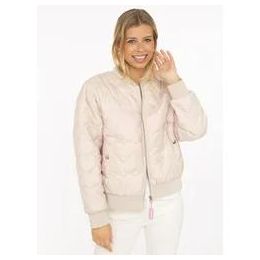 Bomberjacke Zwillingsherz "Be Happy", Damen, Gr. M, new beige, Steppware, Obermaterial: 100% Polyester, regular fit kurz, angesetztes B&uuml;ndchen, Jacken Bomberjacke, modisch, Kontrastdetails, regular fit, lang&auml;rmelig, mit Herzsticker, Topseller