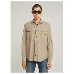 G-Star Raw Langarmshirt G-STAR "Marine Slim Hemd", Damen, Gr. S, toggee, milk, Obermaterial: 80% Baumwolle, 20% Leinen, Shirts Langarmshirt