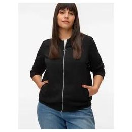Bomberjacke Vero Moda CURVE "VMCCOCO L/S BOMBER GA NOOS CUR", Damen, Gr. 44, schwarz, Web, Obermaterial: 96% Polyester, 4% Elasthan, unifarben, Rippb&uuml;ndchen, Jacken Bomberjacke