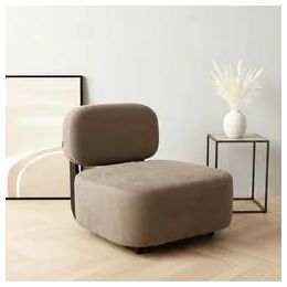 Loungesessel Home Affaire "LIORAN Designsessel mit filigranem Holzgestell", taupe, B:73cm H:72cm T:85cm, rubber wood leg, pine wood frame, plywood seat and back, foam, fabric, Sessel, Designklassiker, modern und zeitlos