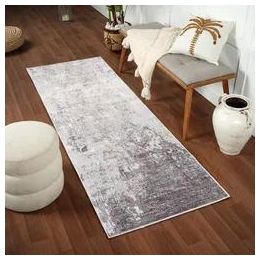 Teppich LIVABLISS "BANGKOK", grau, B:80cm H:9mm L:220cm, Kunstfaser, Teppiche, Teppich, Designerteppich in Marmor Optik, Kurzflor Wohnzimmerteppich/L&auml;ufer