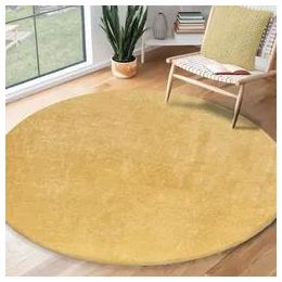 Teppich the carpet "Relax round", gold, H:16mm &Oslash;:120cm, Polyester, Teppiche, Teppich, waschbarer Wohnzimmer Teppich modern rutschfest