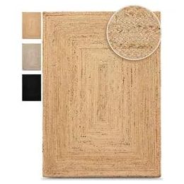 Teppich CarpetFine "Nele Juteteppich Naturfaser", beige (natur), B:60cm H:6mm L:100cm, Jute, Teppiche, Teppich, geflochtener Wendeteppich aus 100% Jute, quadratisch und als L&auml;ufer