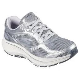 Sneaker Skechers "GO RUN CONSISTENT 2.0", Damen, Gr. 35, grau (grau, silberfarben), Leder, Synthetik, Textil, metallic, Schuhe Sneaker, Retro Sneaker, Schn&uuml;rschuh mit Metallic-Bes&auml;tzen, Weite G (=weit)