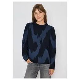 Strickpullover Cecil, Damen, Gr. XXL (46), urban dunkelblau, Stoff, 65% Polyester, 35% Baumwolle, unifarben, comfort fit normal, Rundhals, normaler Saum, Pullover Strickpullover, mit grafischem Muster