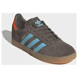 Sneaker Adidas ORIGINALS "GAZELLE", M&auml;dchen, Gr. 38,5, cargo braun, blau glow, impact orange, Leder, Synthetik, Schuhe Sneaker, f&uuml;r Kinder und Jugendliche