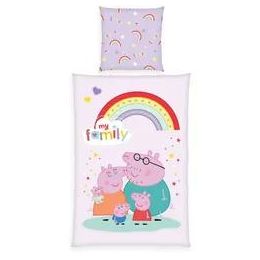 Herding Wendebettw&auml;sche PEPPA PIG "Peppa Pig", bunt, B/L: 135cm x 200cm, 1 Stk., 1 Stk., Renforc&eacute;, B/L: 80cm x 80cm, 2 Stk., Renforc&eacute;, Obermaterial: 100% Baumwolle, Bettw&auml;sche, Wendebettw&auml;sche, mit fr&ouml;hlichem Design