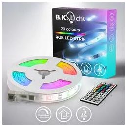 B.K.LICHT LED Stripe "USB LED Strip, 5 m, mit Farbwechsel", wei&szlig;, Flammen 150 Stk., Kabell&auml;nge 150m, Lichterketten, Lichtleiste, mit Fernbedienung, selbstklebend