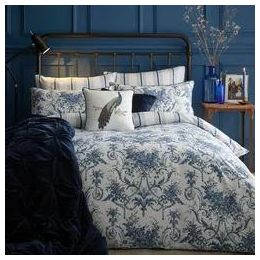 Wendebettw&auml;sche Laura Ashley "Tuileries Midnight", blau, B/L: 230cm x 220cm, 1 Stk., 2 Stk., Satin, B/L: 50cm x 75cm & 50cm x 75cm, 3 tlg., Satin, Obermaterial: 100% Baumwolle, Bettw&auml;sche, Wendebettw&auml;sche, Baumwoll-Satin, mit floralem Muster, inkl 2 Kissenbez&uuml;ge