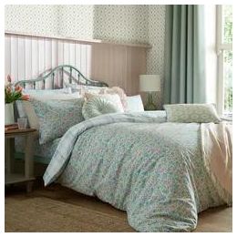 Wendebettw&auml;sche Laura Ashley "Sherston, aus Baumwoll Satin", powder blau, B/L: 230cm x 220cm, 1 Stk., 2 Stk., Satin, B/L: 50cm x 75cm & 50cm x 75cm, 3 tlg., Satin, Obermaterial: 100% Baumwolle, Bettw&auml;sche, Wendebettw&auml;sche, mit floralem Muster, inkl 2 Kissenbez&uuml;ge