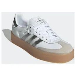 Sneaker Adidas ORIGINALS "SAMBA", Herren, Gr. 39, cloud wei&szlig;, silber metallic, gum 3, Leder, Schuhe Sneaker, Topseller
