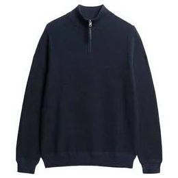 Sweatshirt Superdry "Strickpullover Cotton Texture Henley", Herren, Gr. M, blau (dunkelblau), Obermaterial: 100% Baumwolle CO., Sweatshirts Sweatshirt