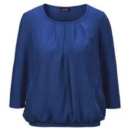 Kurzarmbluse GOLDNER "Chiffon-Shirt mit 3/4-Arm, Rundhals", Damen, Gr. 40, blau (royalblau), Obermaterial: 95% Viskose CV. 5% Elasthan EL., Casual, Sonstiges, Blusen, keine/nicht relevant