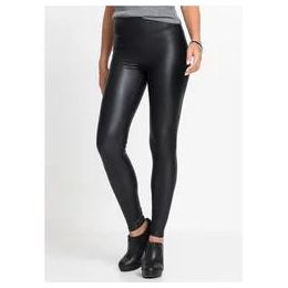 Lederimitathose bonprix, Damen, Gr. 36/38 (S), K-Gr, schwarz (schwarz (l&auml;nge: kurz)), Obermaterial: 95% Polyester, 5% Elasthan, unifarben, skinny fit lang, Hosen, aus beschichtetem elastischem Lederimitat, Skinny Fit, Kurzgr&ouml;&szlig;e