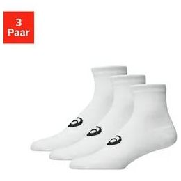 Laufsocken asics "3 PACK QUARTER SOCK", Damen, Gr. S (35/38), brilliant wei&szlig;, Obermaterial: 69% Baumwolle, 24% Polyester, 5% Nylon, 2% sonstige Fasern, Socken, f&uuml;r Fitnessaktivit&auml;ten, mit Mesh-Knit-Gewebe, mit D&auml;mpfung