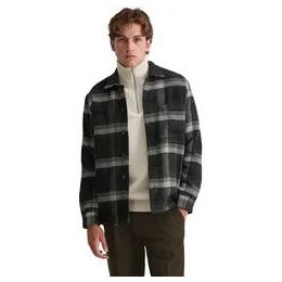 Marc O'Polo Kurzjacke MARC O'POLO "aus schwerem Bio-Baumwoll-Flanell", Herren, Gr. M, dunkelgrau, Obermaterial: 100% Baumwolle, kariert, regular fit, Manschette, Jacken Kurzjacke