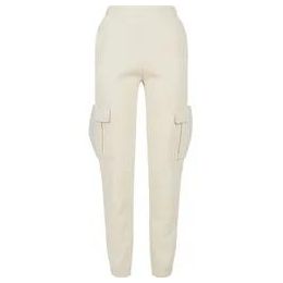 Jogginghose Urban Classics "Urban Classics Damen Ladies High Waist Cargo Sweat Pants", Damen, Gr. M, US-Gr&ouml;&szlig;en, sandwei&szlig;, 65% Baumwolle, 35% Polyester, unifarben, loose fit, Hosen Jogginghose