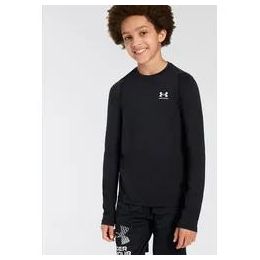 Trainingsshirt Under Armour "UA HG ARMOUR LS", Jungen, Gr. M, schwarz,, wei&szlig;, Obermaterial: 90% Polyester, 10% Elasthan, Shirts, mit ergonomischen Flatlock-N&auml;hten, leichtes Material mit Elasthan