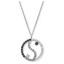 Kette mit Anh&auml;nger Engelsrufer "Yin Yang Balance", silber (silberfarben, kristallwei&szlig;, dunkelgrau, schwarz), Halsketten, Damen, Silber 925 (Sterlingsilber), L: 50 B: 1,42mm, Made in Germany - mit Zirkonia (synth.), B:1,42mm