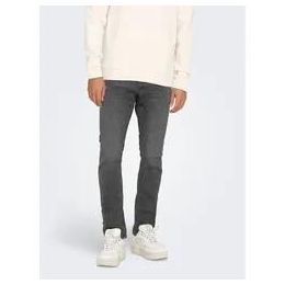 Only & Sons Slim-fit-Jeans ONLY & SONS "ONSLOOM SLIM BOX PIM DNM MU OTL", Herren, Gr. 28, L&auml;nge 32, medium grau denim, Denim/Jeans, Obermaterial: 50% Baumwolle, 30% Polyester, 18% Viskose, 2% Elasthan, Abriebeffekte, slim fit kn&ouml;chellang, Jeans Slim-fit-Jeans