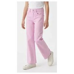 5-Pocket-Hose name it "NKFROSE WIDE TWI PANT 1115-TP NOOS", M&auml;dchen, Gr. 128, N-Gr, pirouette, Twill, Obermaterial: 98% Baumwolle, 2% Elasthan, unifarben, weit lang, Hosen 5-Pocket-Hose, Baumwollmischung, regular fit, verstellbarer Bund