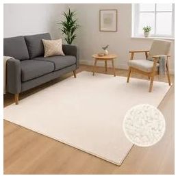 Teppich Carpet City "CALMA 200", creme, B:120cm H:14mm L:160cm, Obermaterial: 100% Polyester, Teppiche, Teppich, Kurzflor, Waschbar, Anti-Rutsch, ideal f&uuml;r Wohnzimmer, Schlafzimmer