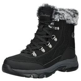 Schn&uuml;rstiefelette Skechers "Skechers Stiefelette Lederimitat/Textil", Damen, Gr. 40, schwarz, Lederimitat, Textil, Schuhe Schn&uuml;rstiefelette