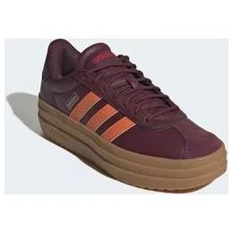 Plateausneaker Adidas SPORTSWEAR "VL COURT BOLD", Damen, Gr. 39, maroon, dusky orange, pure ruby, Leder, Synthetik, Schuhe Plateausneaker, inspiriert vom Design des Adidas gazelle bold, Topseller