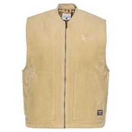 Steppweste Karl Kani "Karl Kani Herren KU233-006-1 KK Chest Signature Corduroy Vest", Herren, Gr. S, sand, 100% Baumwolle, Westen Steppweste