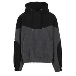 Kapuzensweatshirt Urban Classics "Urban Classics Weavy Colorblock Teddy Hoodie", Herren, Gr. S, magnet, schwarz, 100% Polyester, unifarben, Sweatshirts
