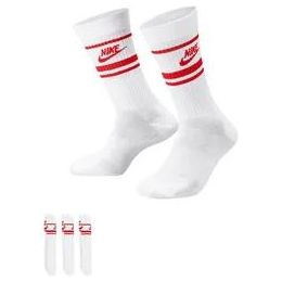 Sportsocken Nike SPORTSWEAR "EVERYDAY ESSENTIAL CREW SOCKS (3 PA", Herren, Gr. M (38/41), wei&szlig; (wei&szlig;, rot), Obermaterial: 100% Textilmaterial, Socken Sportsocken