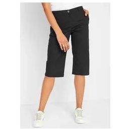 Longbermudas bonprix, Damen, Gr. 40, N-Gr, schwarz, Web, Obermaterial: 97% Baumwolle, 3% Elasthan, unifarben, regular fit kniebedeckend, Hosen, aus Baumwolle mit Elasthan, Regular Fit, mit Komfortbund