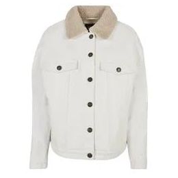 Jeansjacke Urban Classics "Urban Classics Damen Ladies Oversized Sherpa Denim Jacket", Damen, Gr. L, sanftes wei&szlig;, 100% Baumwolle, unifarben, oversize, amerikanischer Ausschnitt, Jacken Jeansjacke