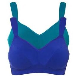 B&uuml;gel-BH bonprix "BH ohne B&uuml;gel mit Baumwolle (2er Pack)", Damen, Gr. 105, Cup B, blau (saphirblau, kobaltt&uuml;rkis), Obermaterial: 95% Baumwolle, 5% Elasthan. Futter: 100% Baumwolle, BHs B&uuml;gel-BH, im praktischen 2er Pack, mit breiten, verstellbaren Tr&auml;gern