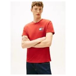Tommy Hilfiger T-Shirt TOMMY JEANS "TJM SLIM FIT ESSENTIAL FLAG", Damen, Gr. 3XL, terracotta rot, Single Jersey, Obermaterial: 100% Baumwolle, unifarben, slim fit normal, Rundhals, eingesetzt abgesteppte Kante, Shirts T-Shirt, mit Rundhalsausschnitt