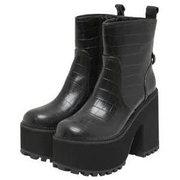 Stiefel Buffalo "Buffalo KILLAH ZIP BOOT MID - VEGAN NAPPA", Damen, Gr. 39, schwarz croco, Polyurethan, unifarben, Schuhe Stiefel