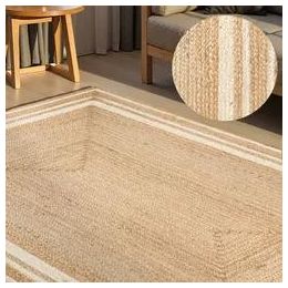 Teppich Hanse Home "Looma Juteteppich", natur, gold, elfenbein, B:80cm H:7mm L:150cm, Jute, Teppiche, Teppich, Handgewebt, Jute Naturteppich, Boho, Wohnzimmer, Schlafzimmer