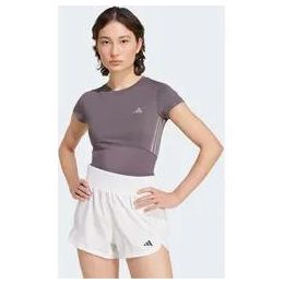 T-Shirt Adidas PERFORMANCE "HYPERGLAM SHINE BABY", Damen, Gr. S, grau strata, taupe oxide, Obermaterial: 88% Polyester, 12% Elasthan, Rundhals, Shirts T-Shirt, sportlicher Stil, mit CLIMACOOL Technologie, Rundhalsausschnitt