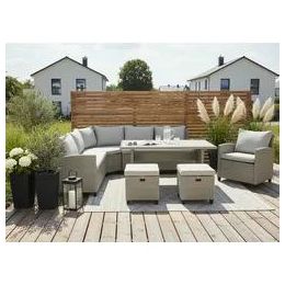 Gartenlounge-Set Konifera "Keros Premium XL", grau, Polyrattan, Stahl, Sitzm&ouml;bel-Sets, bestehend aus 3 Sofas, 1 Sessel, 2 Hocker, 14 Sitzauflagen, 1 Tisch, Topseller