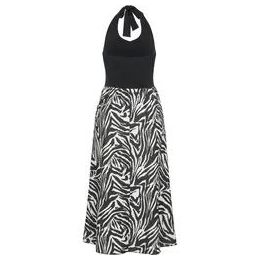 Shirtkleid CLOUD 5IVE "CLOUD 5IVE Maxi Neckholder-Dress with zebra print", Damen, Gr. L, US-Gr&ouml;&szlig;en, schwarz, wei&szlig;, 95% Polyester, 5% Elasthan, normal, Kleider Shirtkleid